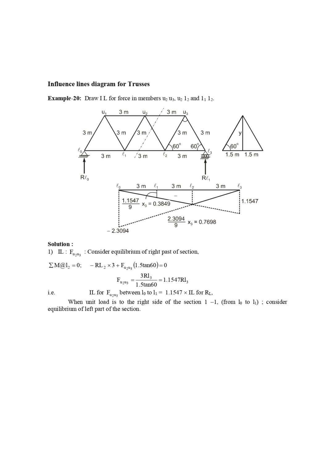 Influence lines diagram for Trusses – Example-20 – MPSC CIVIL